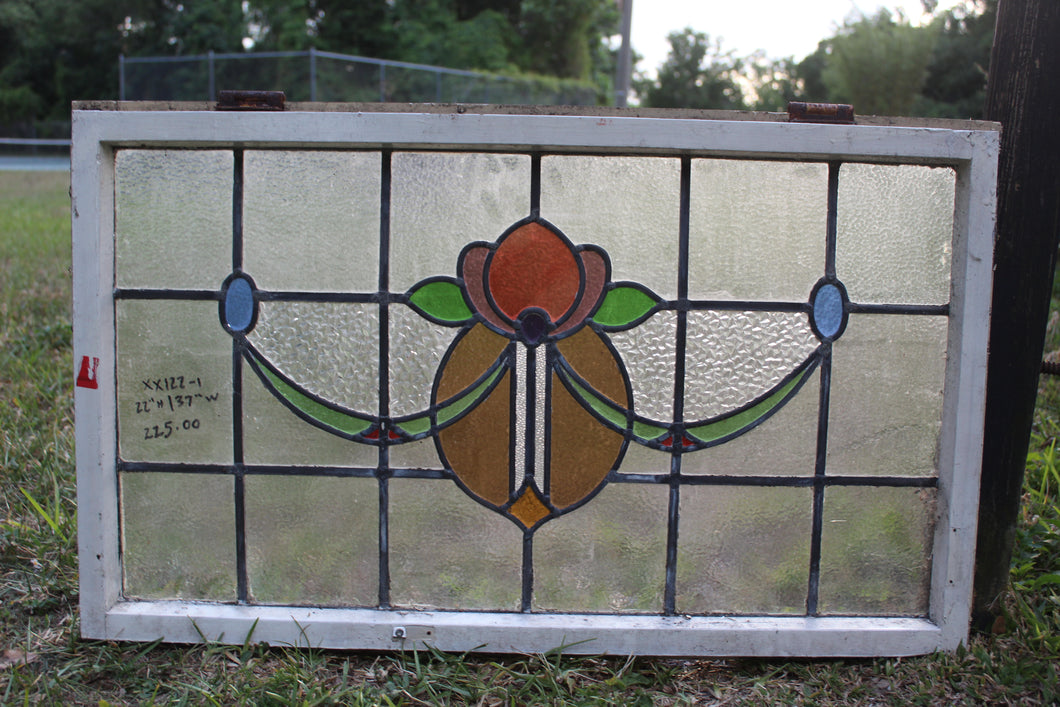 Antique English Stained Glass in Original Frame